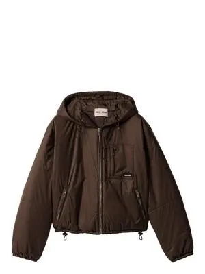 Miu Miu Cropped Ripstop Down Jacket - Cocoa Brown