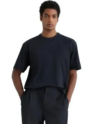 REISS Airwater-cotton Relaxed-fit T-shirt Navy