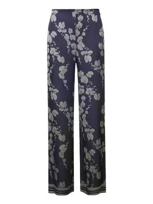 GENNY Floral-print Straight Leg Trousers - Blue
