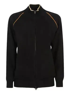 Kiton Contrast-trim Zip-up Cardigan - Black
