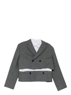 Sacai Double-breasted Layered Blazer - Grey