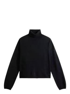 Woolrich Knitted Turtleneck Sweater With Dropped Shoulders - Black