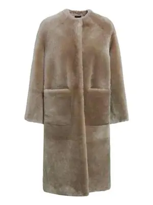 BLANCHA Patch-pocket Collarless Coat - Neutrals