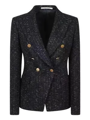 Tagliatore Double-breasted Tweed Jacket - Blue