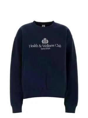 SPORTY & RICH Logo Print Crewneck Sweatshirt - Blue