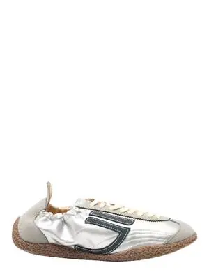 PURAAI Tone Metallic Effect Logo Patch Lace-up Sneakers - Silver