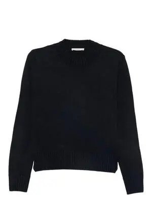 ZANONE Wool Crew Neck Ribbed Knit Sweater - Black