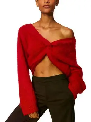 TWINSET Brushed Knit Sweater With Knot Detail - Red
