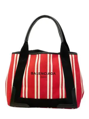 Balenciaga Canvas Striped Tote Bag - Red