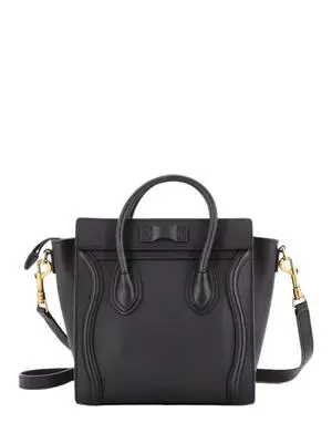 Celine Luggage Bag Smooth Leather Nano Crossbody Bag - Black