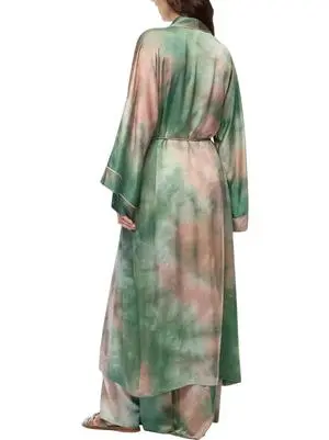 Pinko Long Gradient Satin Kimono - Green