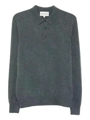 Eric Bompard Long-sleeve Button-placket Polo Shirt - Blue
