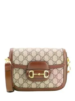 Gucci Horsebit 1955 Shoulder Bag Gg Coated Canvas With Leather Mini Crossbody Bag - Brown