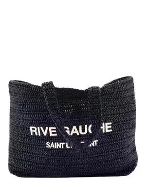 Saint Laurent Rive Gauche Supple Raffia Tote Bag Black