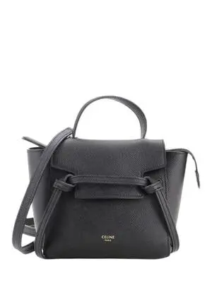 Celine Belt Bag Textured Leather Pico Shoulder Bag - Black
