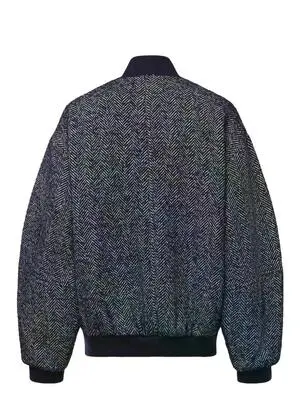 GENNY Herringbone-pattern Bomber Jacket - Blue