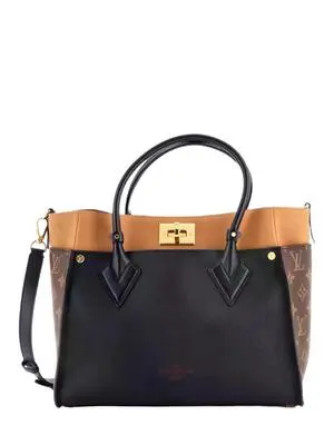 LOUIS VUITTON On My Side Leather With Monogram Canvas Mm Tote Bag - Black