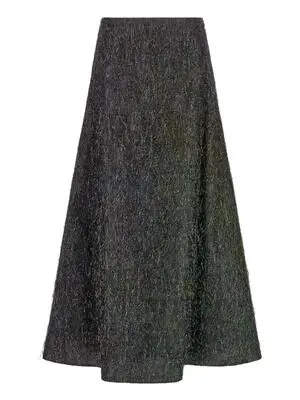 Peserico Metallic-yarn Frayed Midi Skirt - Grey