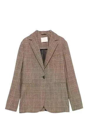 CIRCOLO 1901 Single-breasted Check Blazer - Brown