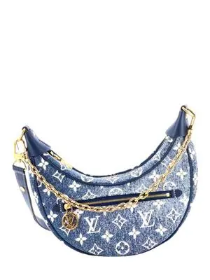 LOUIS VUITTON Loop Handbag Monogram Jacquard Denim Hobo Bag - Blue