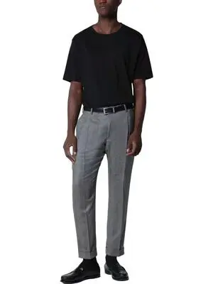 PT TORINO Herringbone Pleated Trousers - Grey