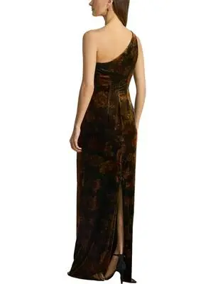 Ralph Lauren Floral-print One-shoulder Maxi Dress Brown