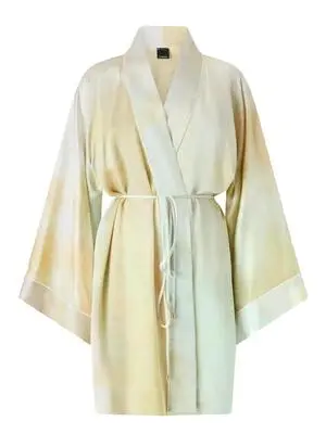 Pinko Gradient Satin Kimono With Belt - Yellow