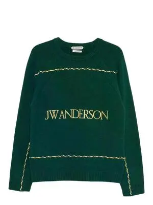 JW Anderson Logo Embroidered Wavy-stitch Sweater - Green