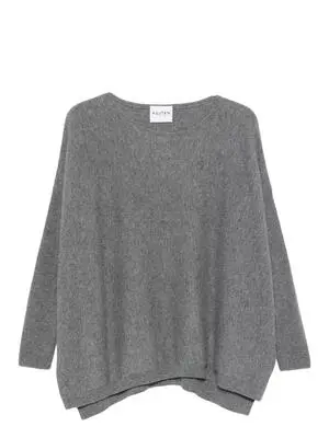 KUJTEN Cashmere Side-slit Batwing Sweater - Grey