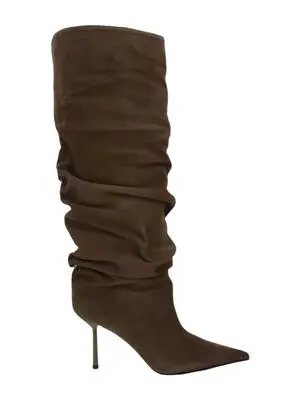 LE SILLA Bella Ruched-shaft Pointed-toe Stiletto Boots - Brown