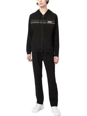 BOSS Logo-print Zip-up Hoodie - Black