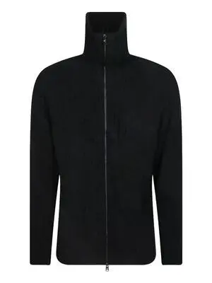 Tagliatore Ribbed-knit Zip-up High Neck Sweater - Black