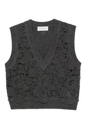 ERMANNO FIRENZE Floral-lace Wool Gilet - Grey