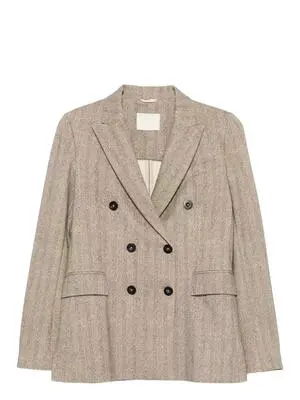 CIRCOLO 1901 Double-breasted Herringbone Jacket - Neutrals