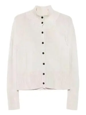 HUGENBERG Ribbed Knit High Neck Cardigan - Neutrals