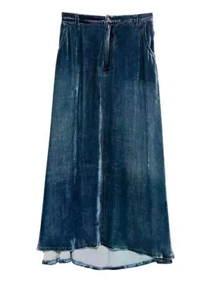 PIERRE-LOUIS MASCIA Kandox Velvet-effect Panelled Midi Skirt - Blue