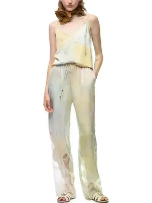 Pinko Garment-dyed Satin Trousers With Lace Detailing - Neutrals