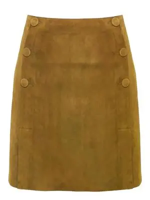 YVES SALOMON Button Detail Mini Skirt - Brown