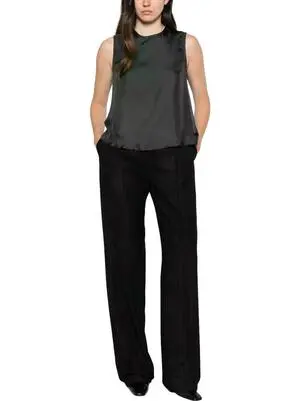 WHYCI MILANO Satin Finish Sleeveless Top - Black