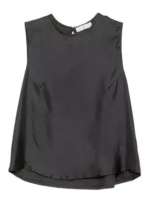 WHYCI MILANO Satin Finish Sleeveless Top - Black