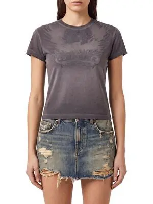 DIESEL® Slim Fit Cotton T-shirt With Embroidered Logo And Dévoré Details - Wine