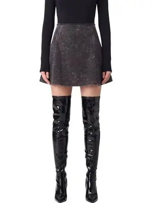 DIESEL® O-erina High-waisted A-line Polyurethane Mini Skirt - Black