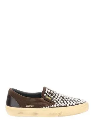 GOLDEN GOOSE Embellished Slip-on Trainers - Brown