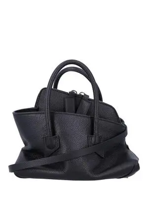 Attico La Passeggiata Hammered Leather Mini Handbag - Black