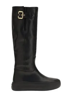 Chloé Knee High Boots With Buckle Detail - Black
