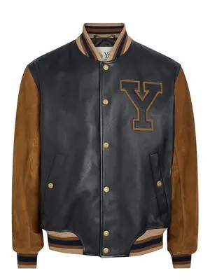 Gant Yale Quilted Leather Varsity Jacket - Navy