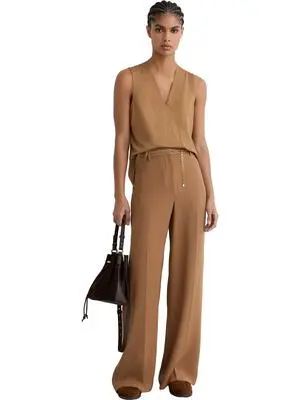 REISS V-neck Shell Top - Camel
