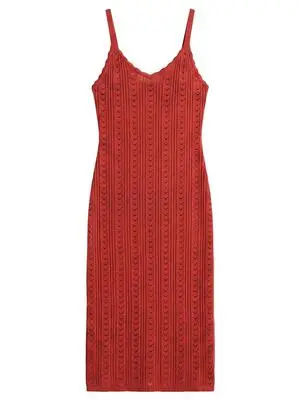 BRODIE CASHMERE Open Stitch Dress - Red