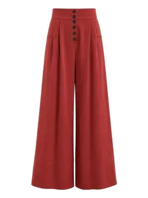 JULIA ALLERT Julia Allert Button Front Palazzo Trousers Red