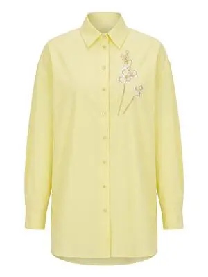 EXQUISE Bernetta Embroidered Shirt - Yellow